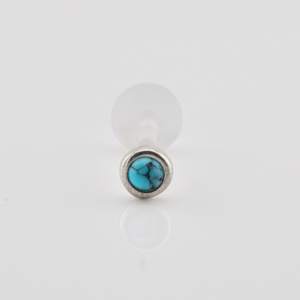 BioFlex PTFE Labret Silver End holding a Turquoise Stone – Arka
