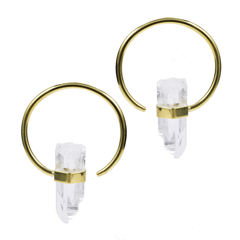 Quartz Crystal Ear Hangers | Crystal Ear Weight Hoops – Arka