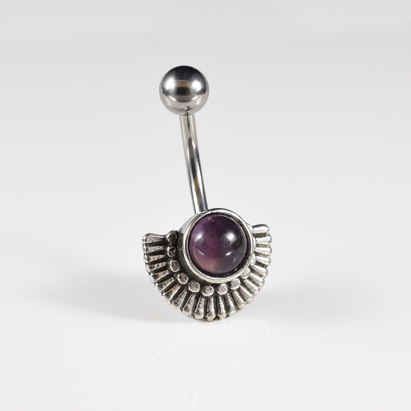 'Vintage' Art Deco Sterling Silver Navel Bar with Amethyst – Arka