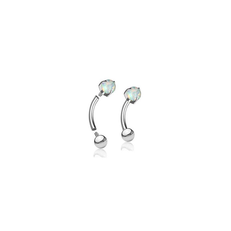 1.2mm Curved Barbell with Opal Stone, for Eyebrow, Rook, Daith, Helix ...