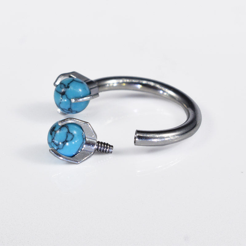 Circular Barbell with Turquoise Balls – Arka