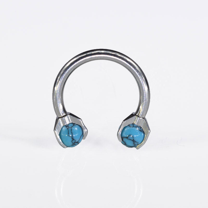 Circular Barbell with Turquoise Balls – Arka