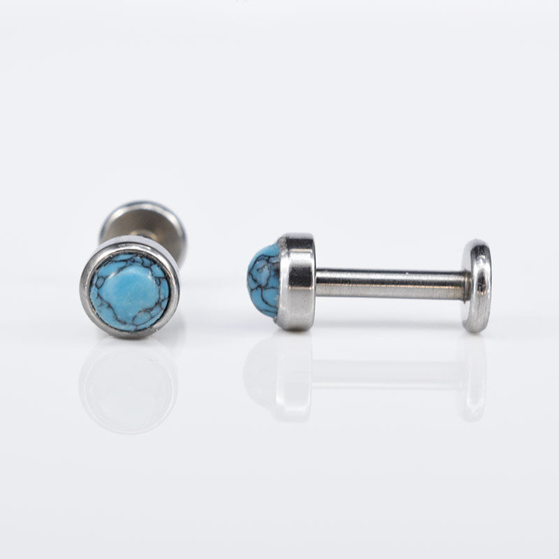 Internally Threaded Labret with Turquoise Stone – Arka