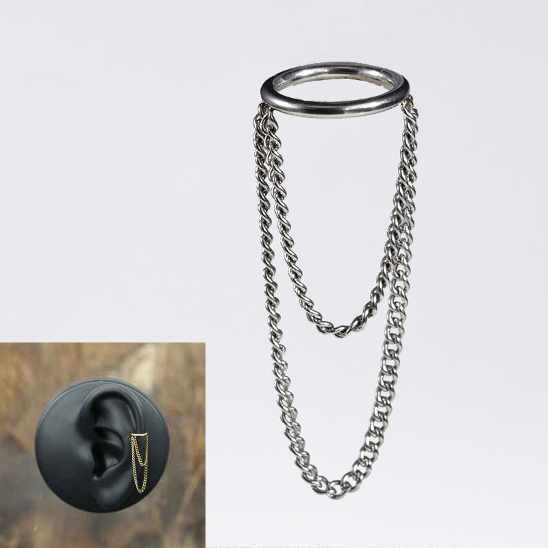Hinged Clicker Ring with Hanging Chains for Helix Piercings – Arka