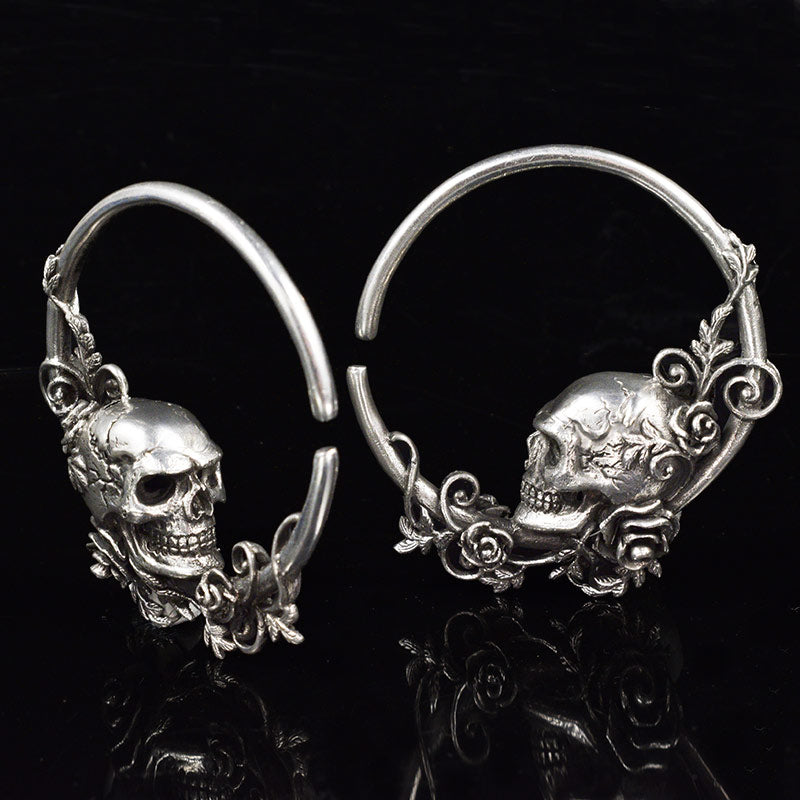 Skull and Roses Ear Weight Hoops | Ear Hangers – Arka