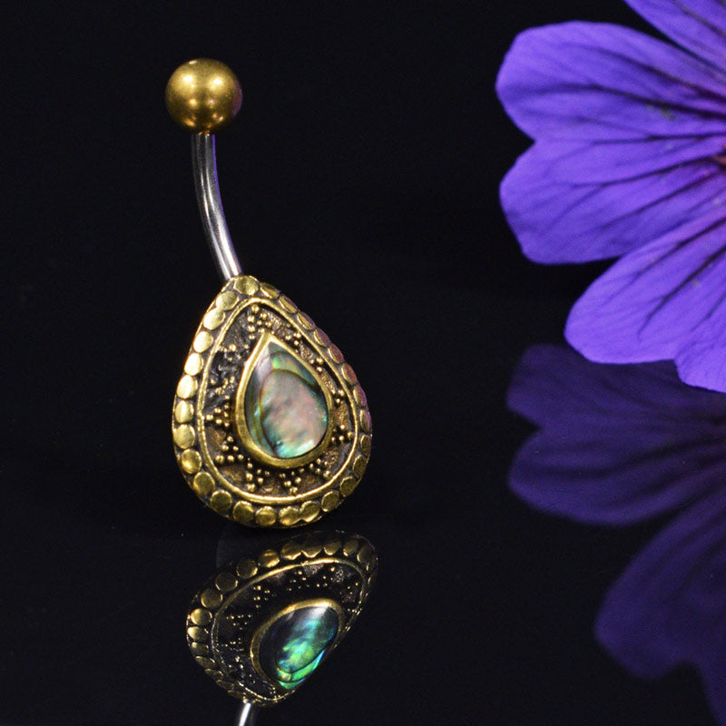 Navel Belly Bar with Abalone Shell – Arka