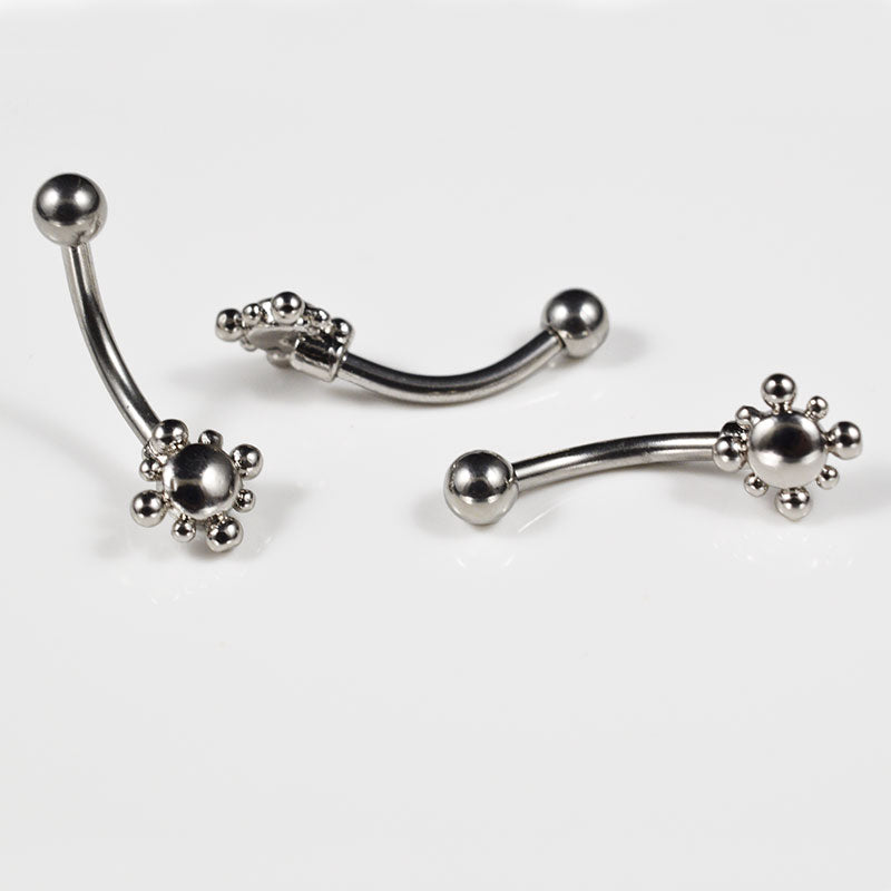 Curved Barbell with Beaded Sun, for Eyebrow, Rook, Daith, Helix ...