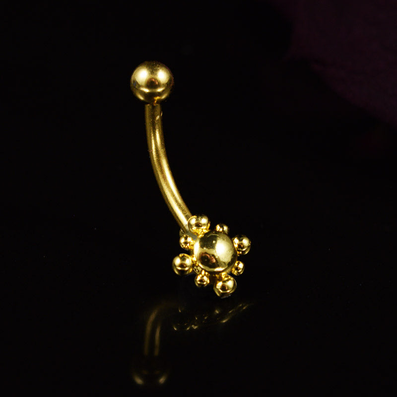 Curved Barbell with Beaded Sun in Gold, for Eyebrow, Rook, Daith, Helix ...