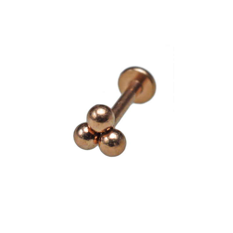 Labret with Triple Dots in Rose Gold, Flat Back – Arka
