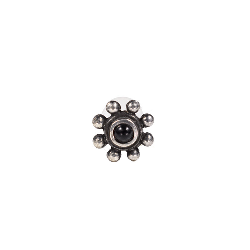 Silver Tribal BioFlex Labret with Onyx Stone – Arka