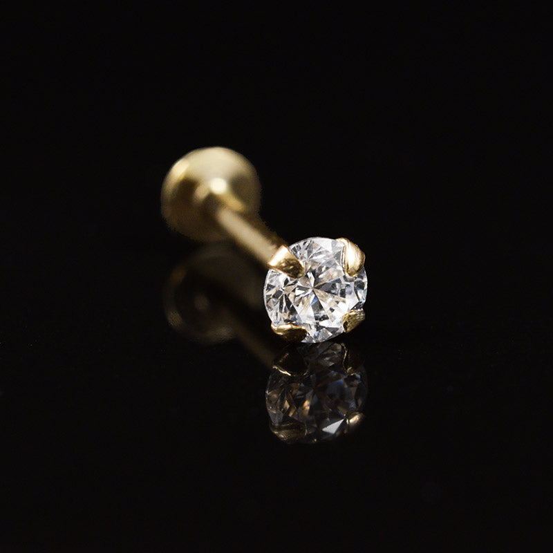 Gold Labret Stud with CZ Crystal – Arka
