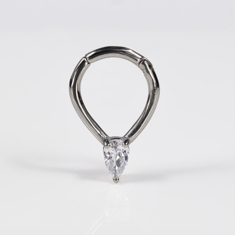 Teardrop Clicker Ring with Crystal for Forward Helix Piercing – Arka